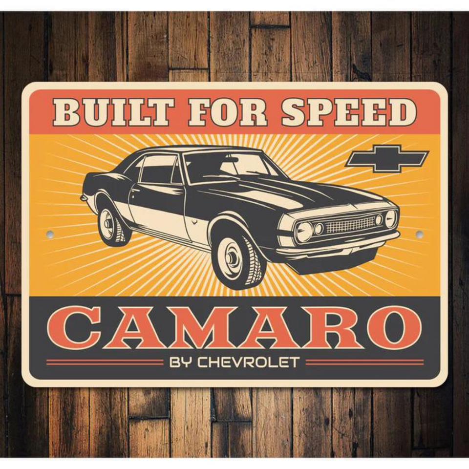 1st Gen Camaro Built For Speed Metal Sign | Classic Auto Store Online