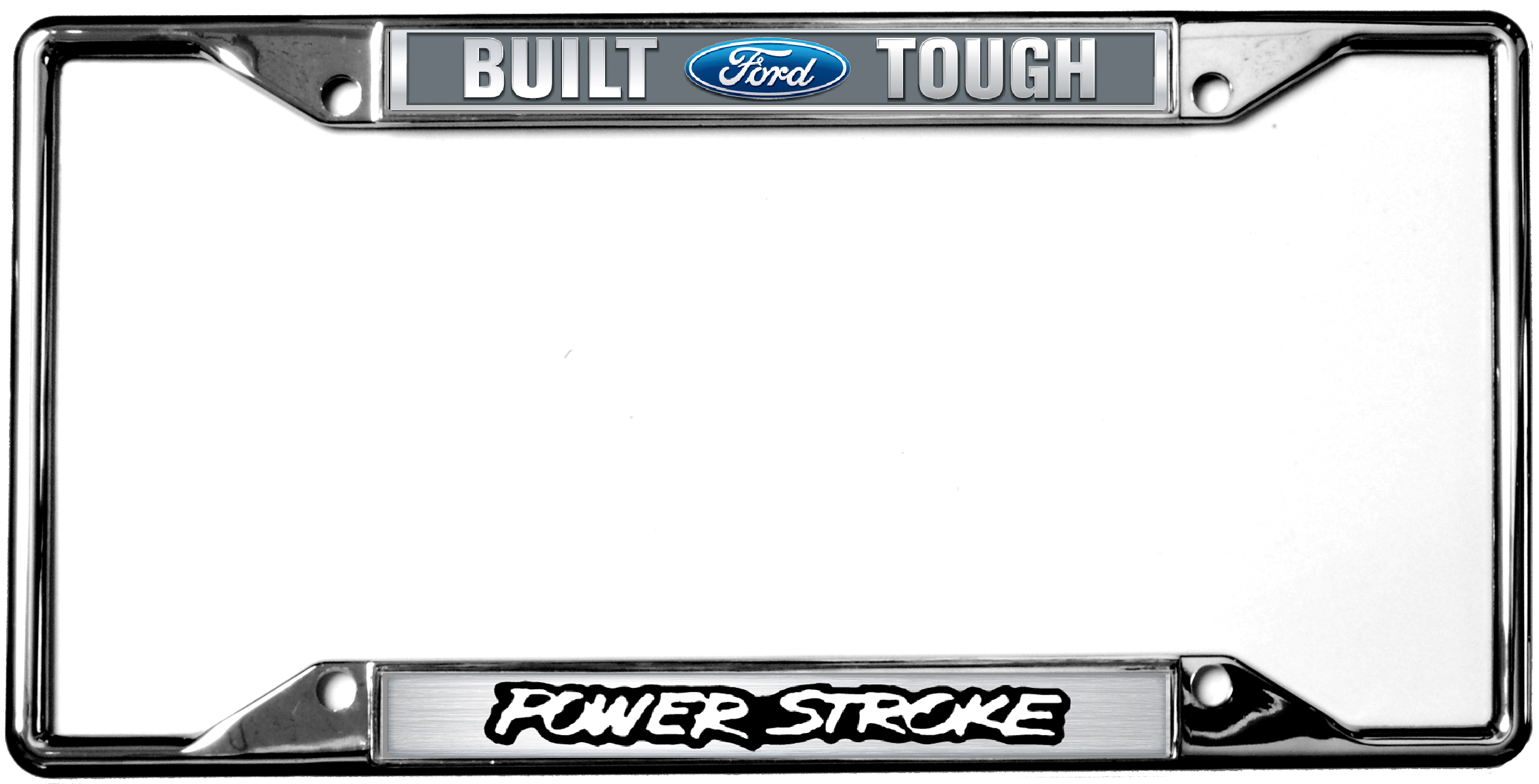 Ford Built Ford Tough Power Stroke Chrome License Plate Frame