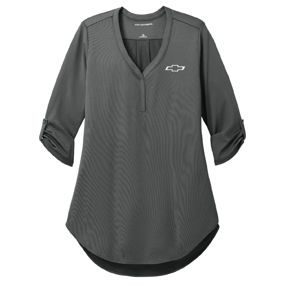 Ladies Chevy Bowtie City Stretch 3/4-Sleeve Tunic - Black, Graphite, or ...