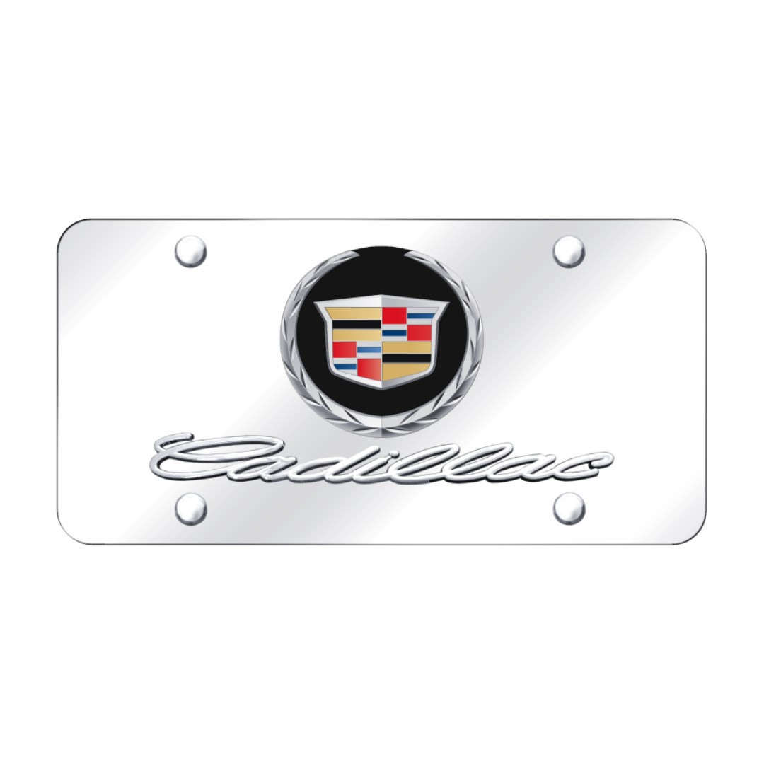 Dual Cadillac Logo License Plate Chrome | Classic Auto Store Online