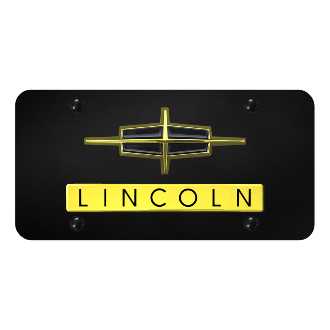 Dual Lincoln License Plate - Gold on Black | Classic Auto Store Online