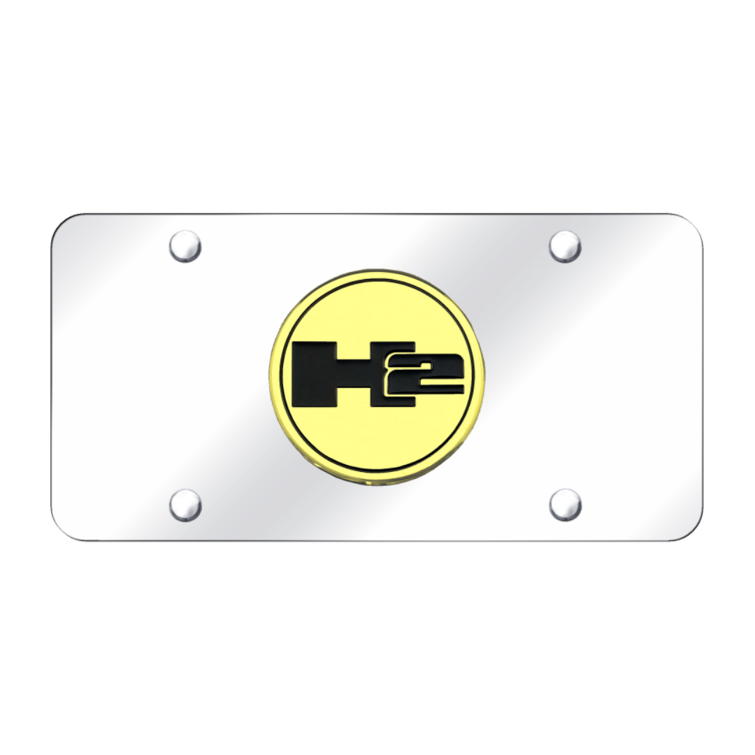 Hummer H2 License Plate - Gold on Mirrored | Classic Auto Store Online