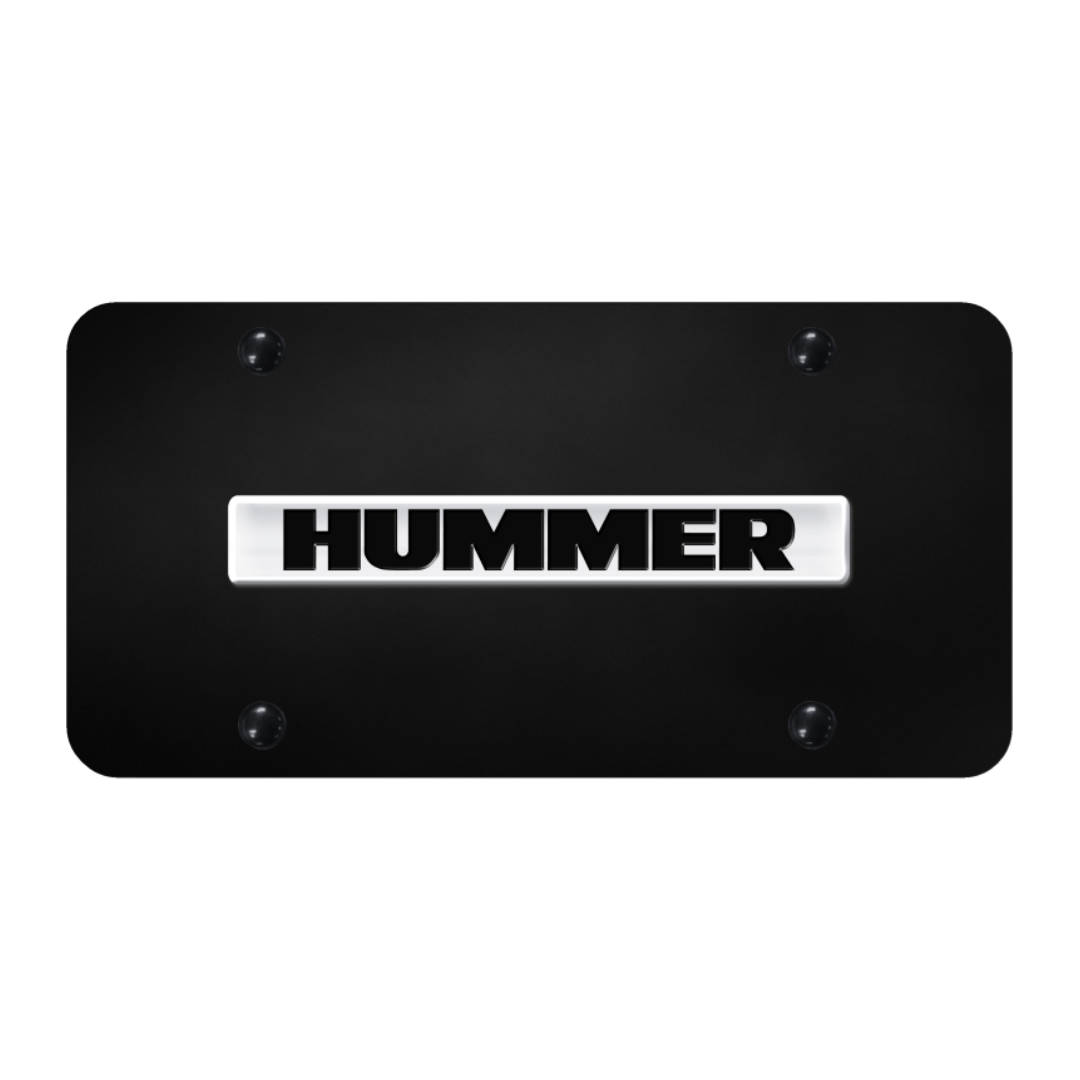 Hummer Script License Plate - Chrome Black | Classic Auto Store Online