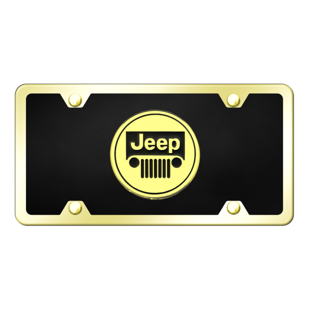 Jeep Plate License Plate Kit Gold on Black | Classic Auto Store Online