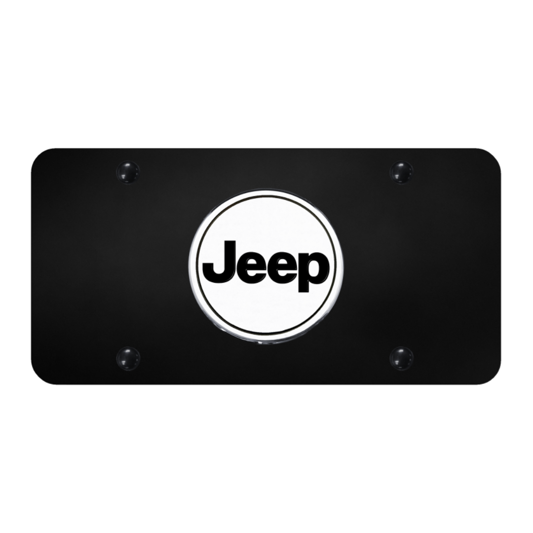 Jeep Word License Plate - Chrome on Black | Classic Auto Store Online