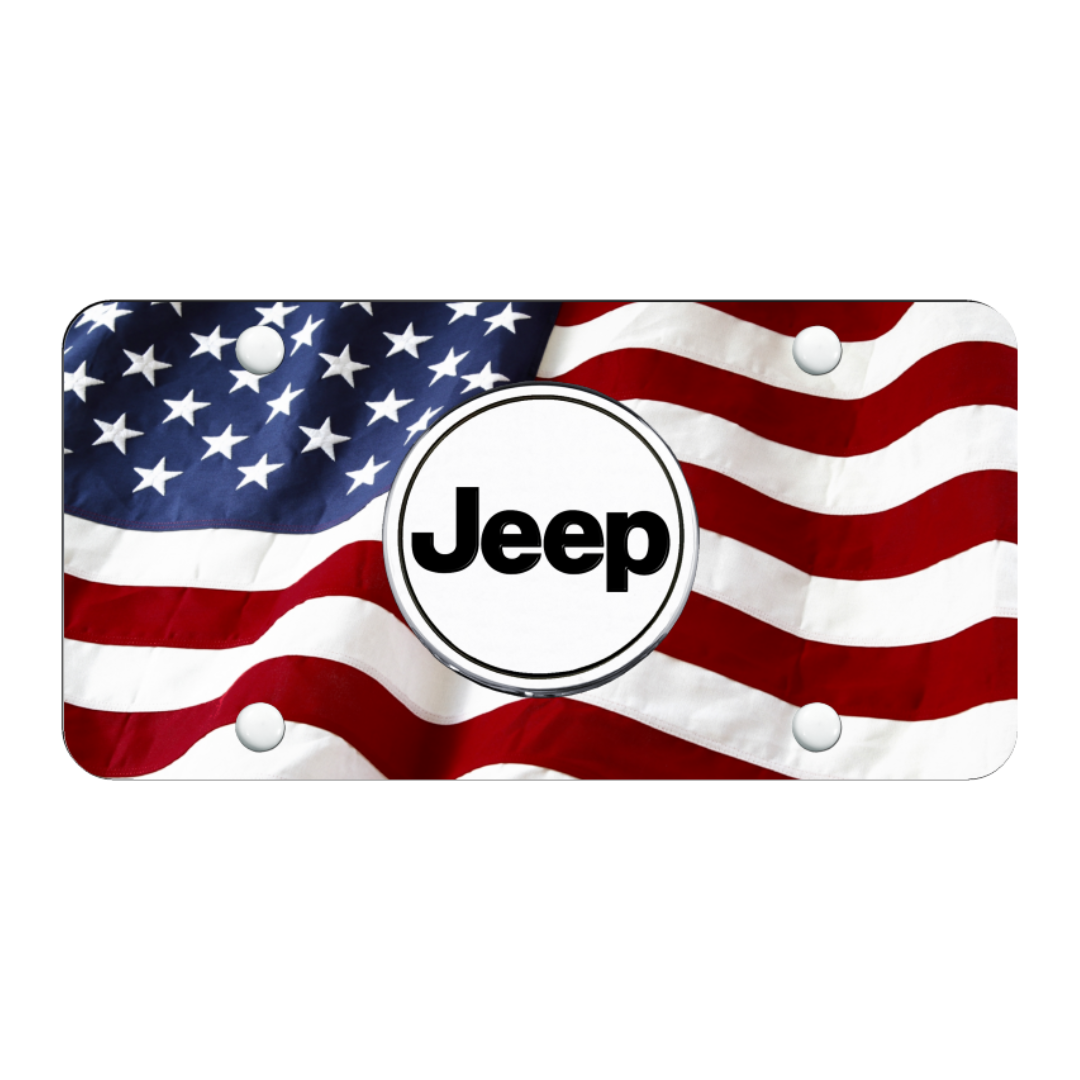 Jeep Word License Plate - UV Wave Flag | Classic Auto Store Online