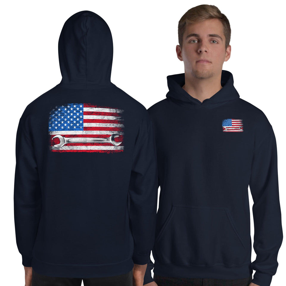 American Flag Mechanic Hoodie Sweatshirt | Classic Auto Store Online