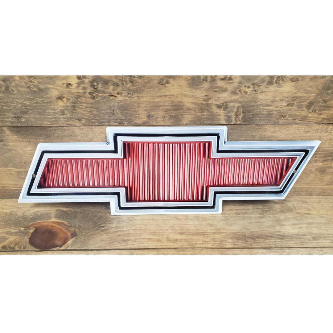 Vintage Red Chevy Bowtie Emblem Steel Sign | Classic Auto Store Online