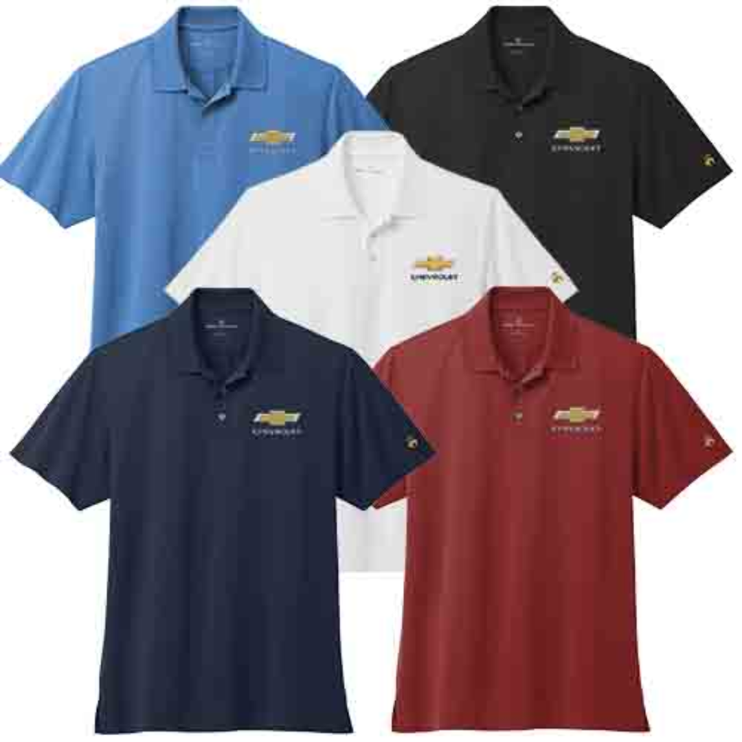 Men's Chevrolet Gold Bowtie Mesh Pique Performance Polo | Classic Auto ...