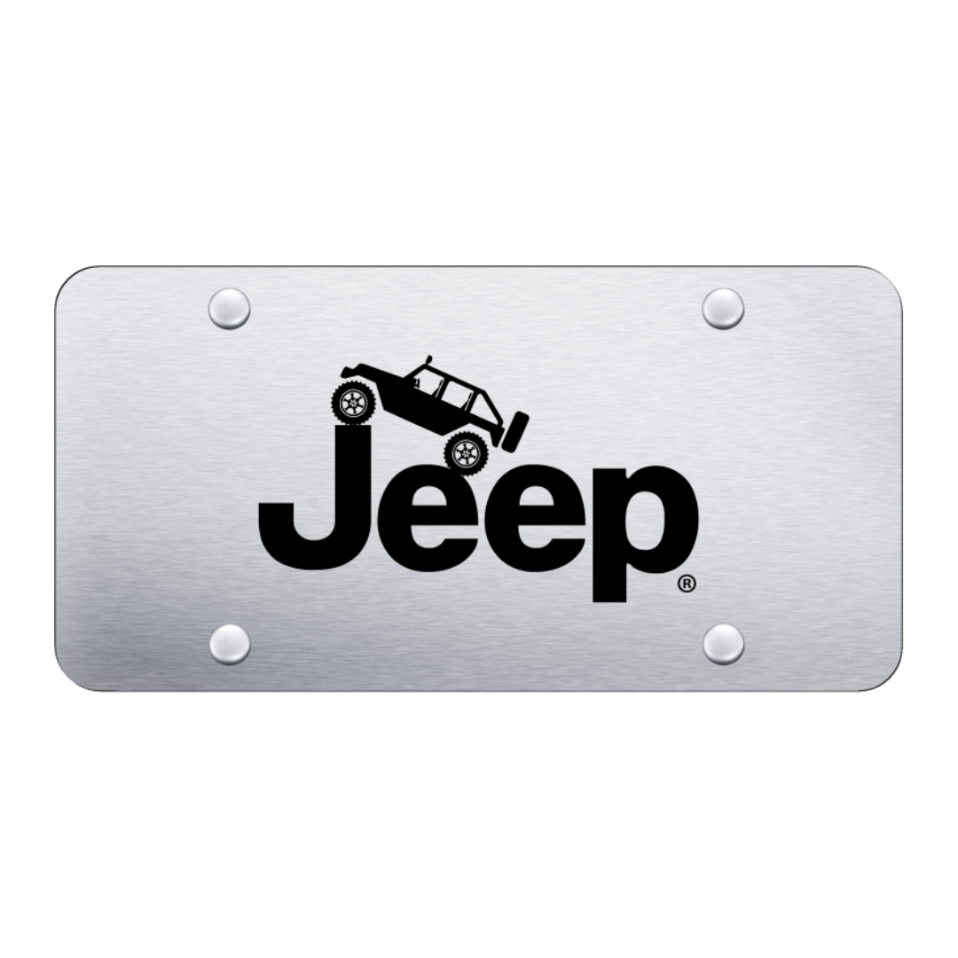 Jeep Climbing License Plate Laser Brushed | Classic Auto Store Online