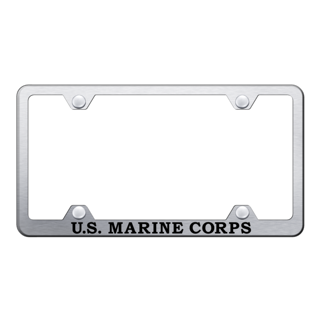 U.S.M.C. Name Steel Wide Body Frame - Laser Etched Brushed | Classic ...