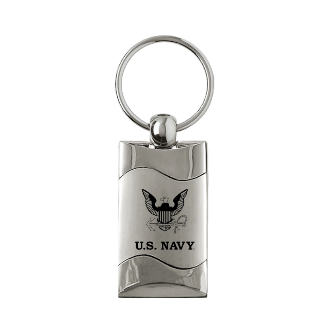 U.S. Navy Insignia Rectangular Wave Key Fob in Silver | Classic Auto ...