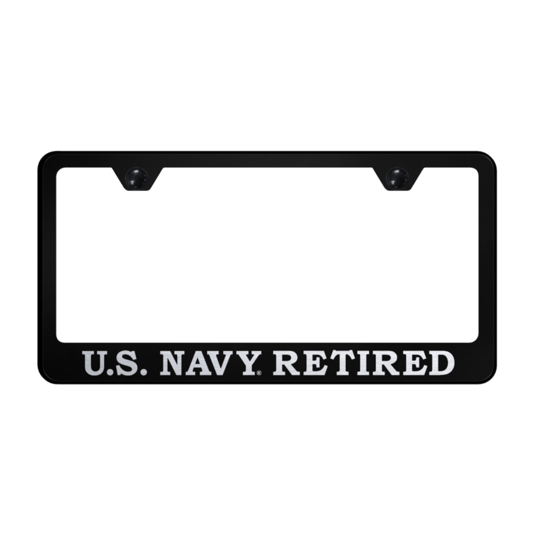 U.S. Navy Retired Stainless Steel Frame - Laser Etched Black | Classic ...