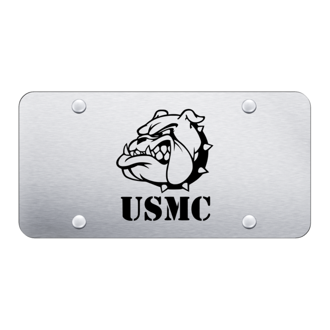 USMC Bulldog Head License Plate Brushed | Classic Auto Store Online