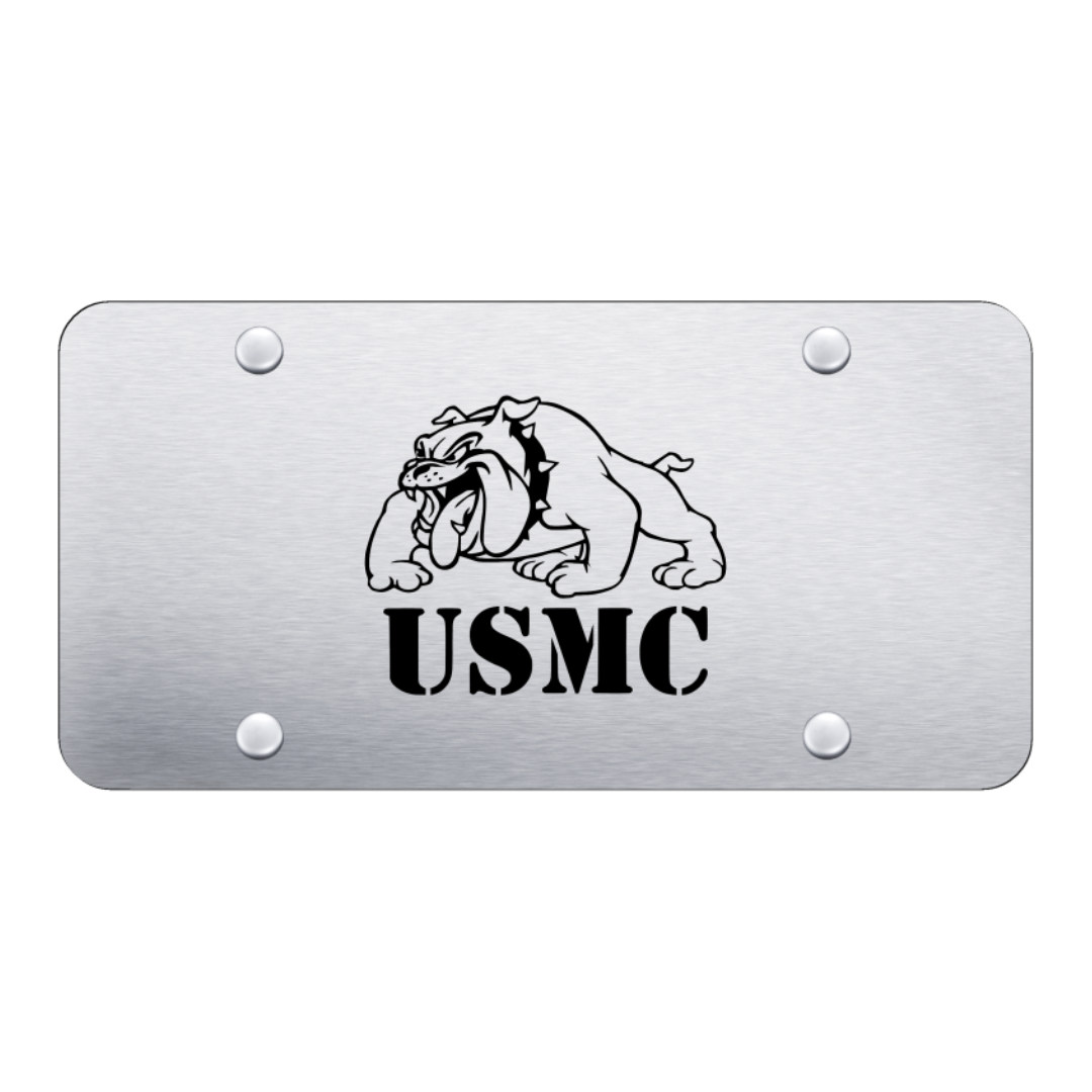 USMC Bulldog License Plate Brushed | Classic Auto Store Online