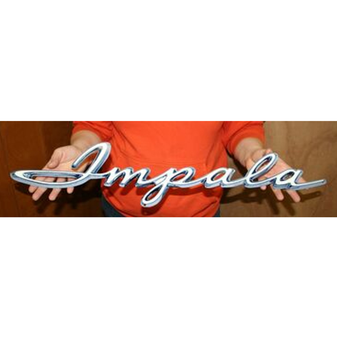 1961 Chevy Impala Script Emblem Steel Sign | Classic Auto Store Online