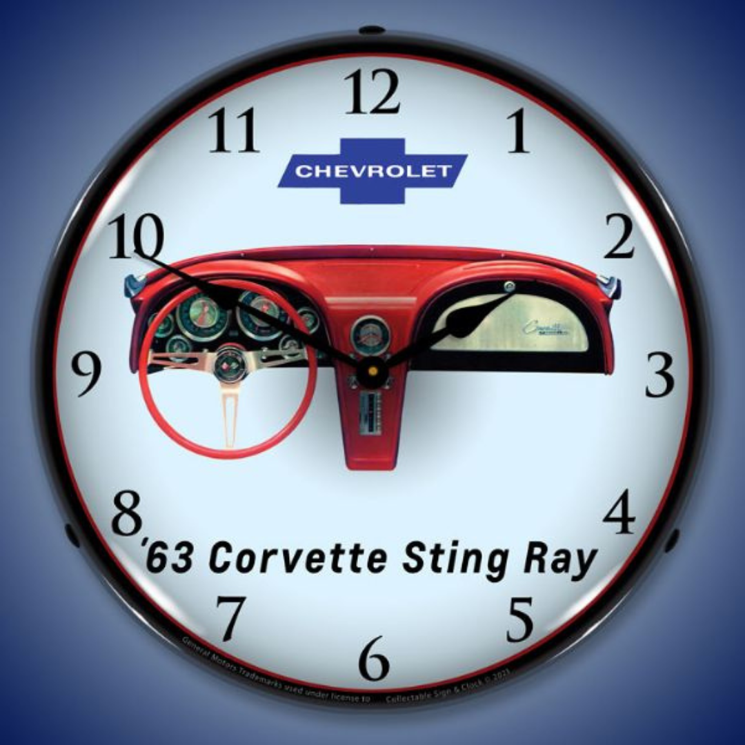 C2 Corvette Dashboard Lighted Wall Clock | Classic Auto Store Online