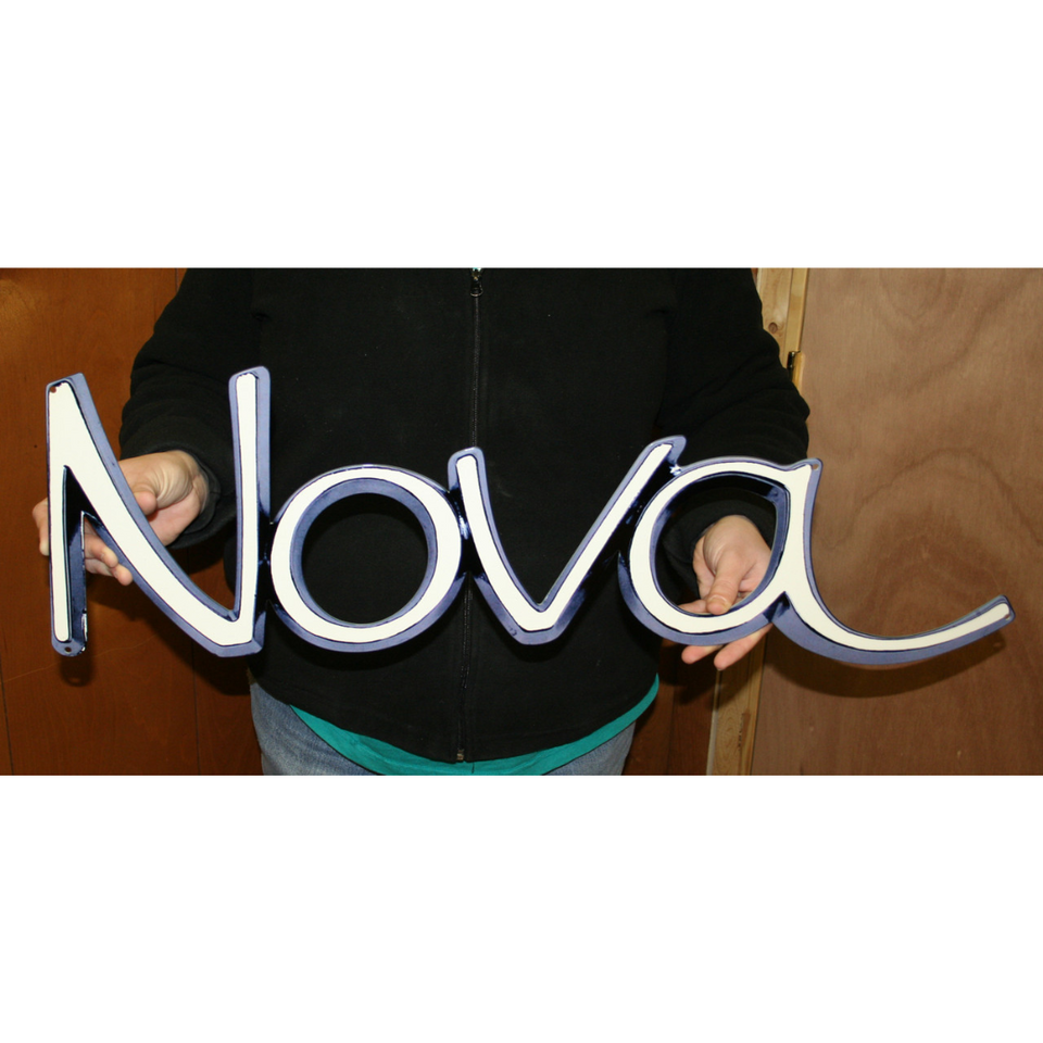Chevy Nova Script Emblem Steel Sign | Classic Auto Store Online