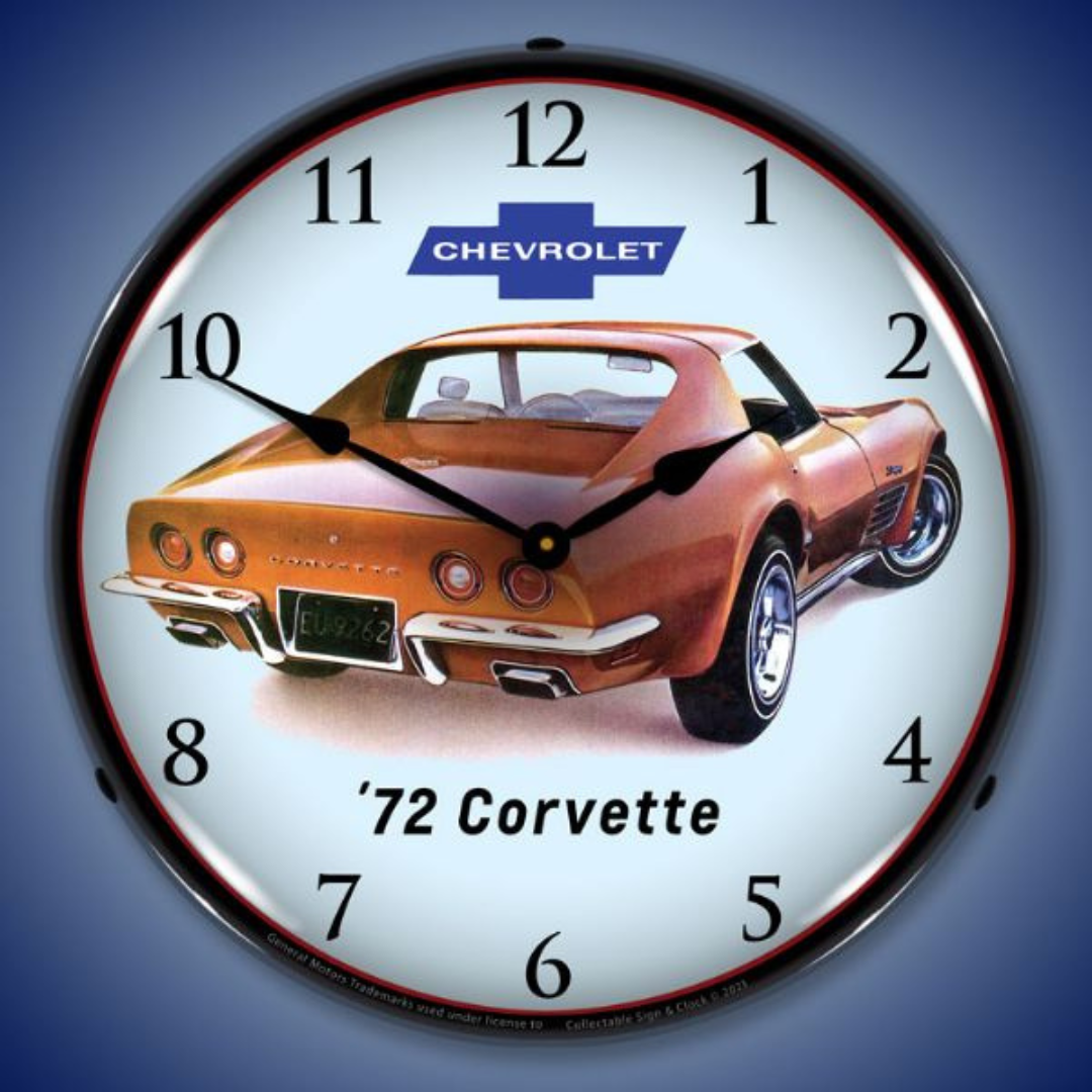 1972 C3 Corvette Lighted Wall Clock | Classic Auto Store Online