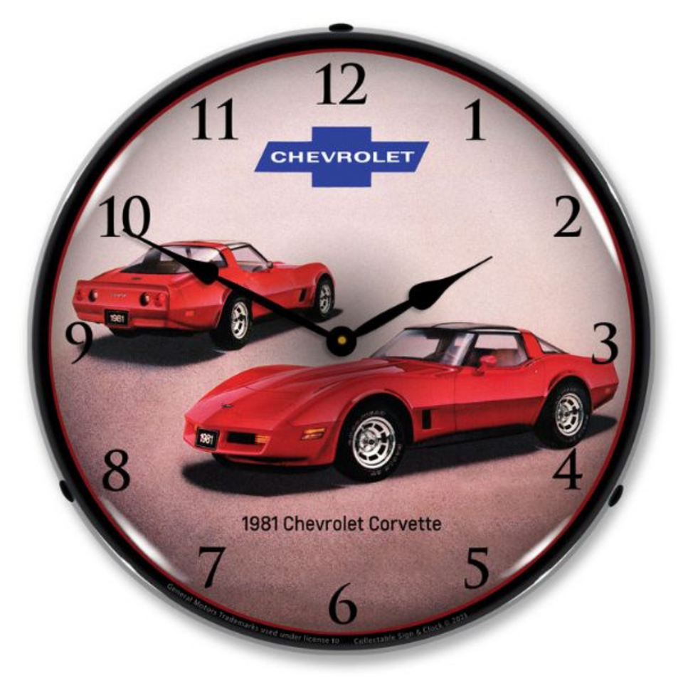 1981 C3 Corvette Lighted Wall Clock | Classic Auto Store Online