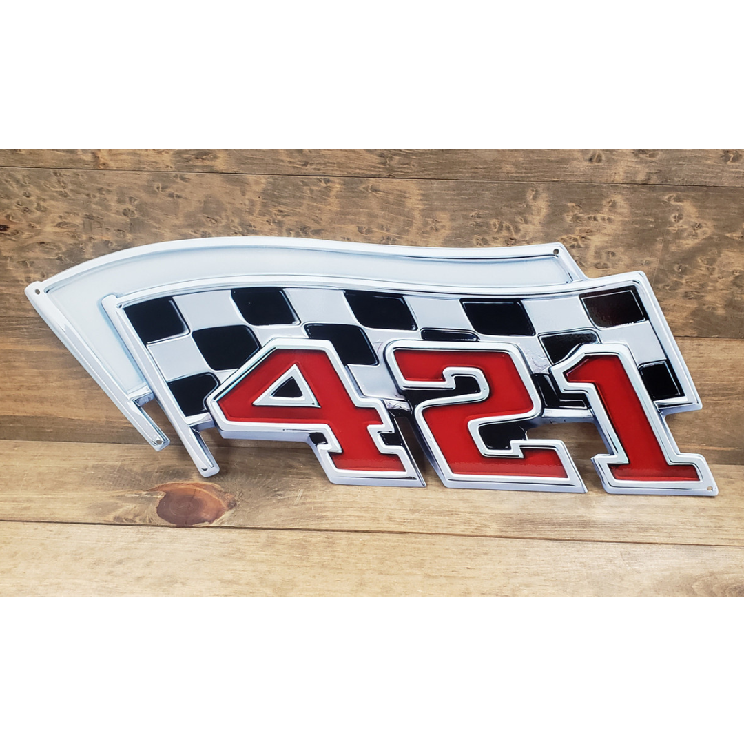 Vintage Pontiac 421 Emblem Steel Sign | Classic Auto Store Online