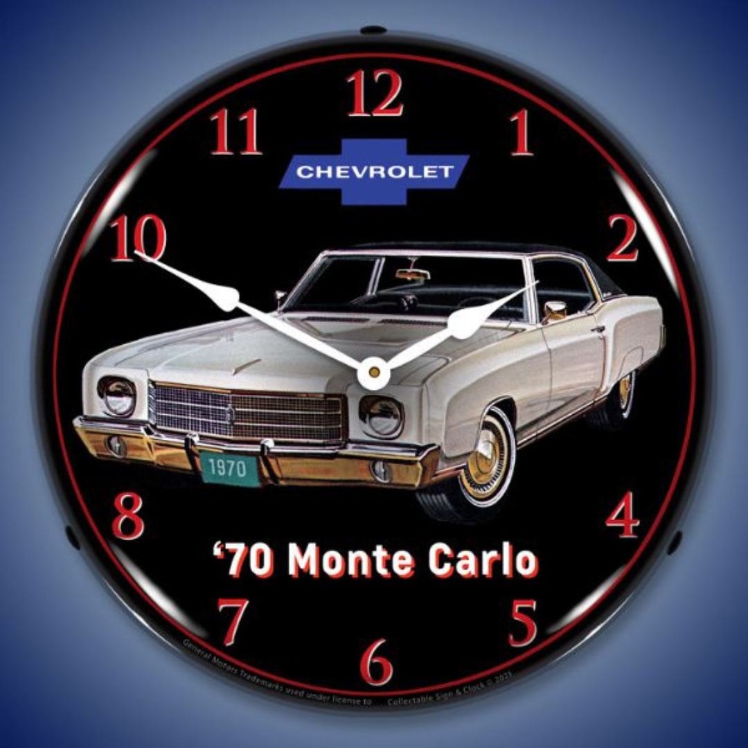 White 1970 Monte Carlo Lighted Clock | Classic Auto Store Online